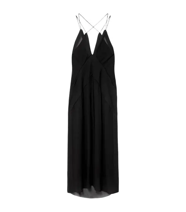ALLSAINTS Chiffon Fawn Midi Dress - Black