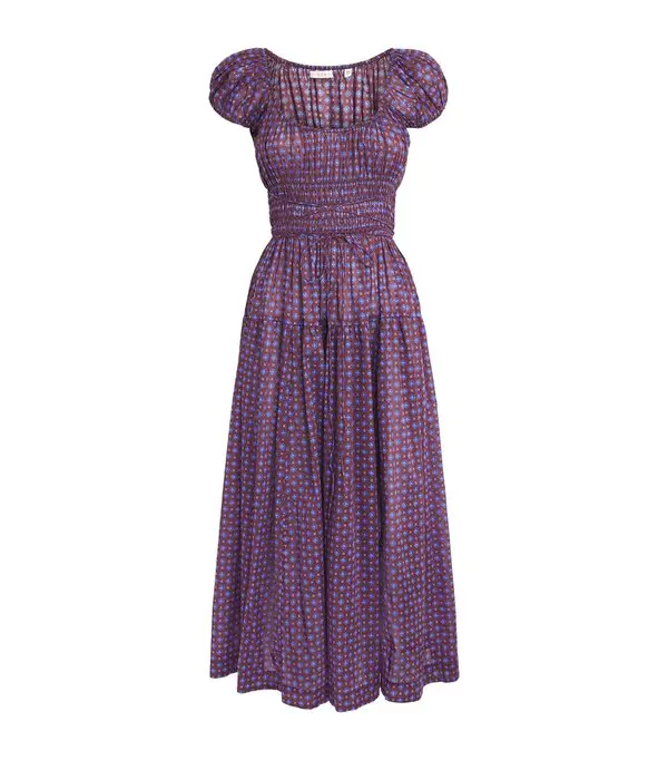 DÔEN Organic Cotton Quinelle Midi Dress - Purple