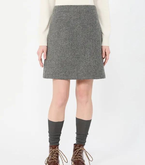 Max Mara Virgin Wool Herringbone Mini Skirt