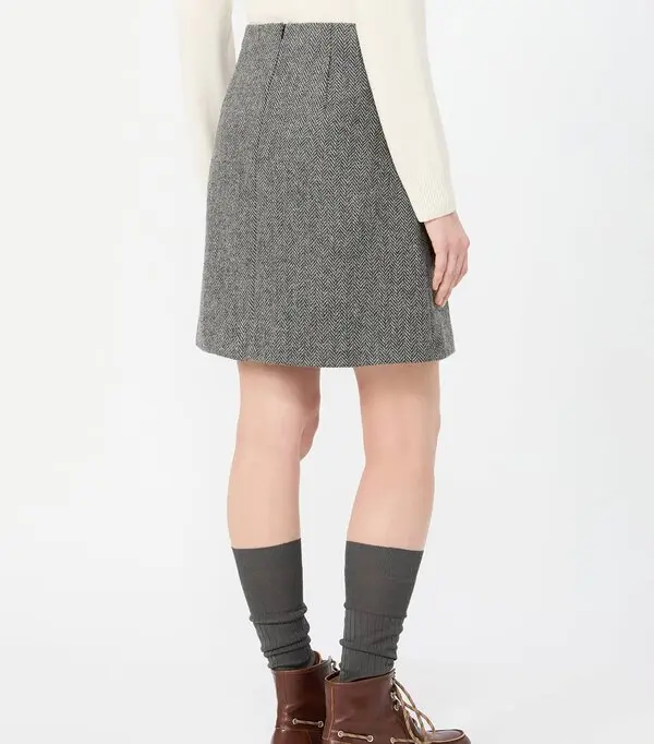 Max Mara Virgin Wool Herringbone Mini Skirt