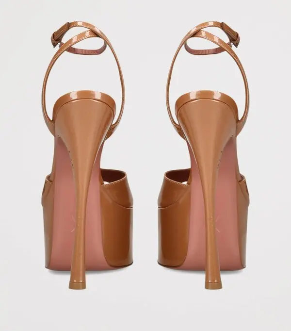 Amina Muaddi Patent Leather Aya Platform Heeled Sandals 155
