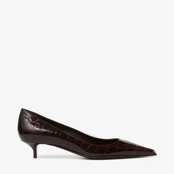 JIMMY CHOO Amelia Shiny Croc Embossed Leather Pumps - Sambuco