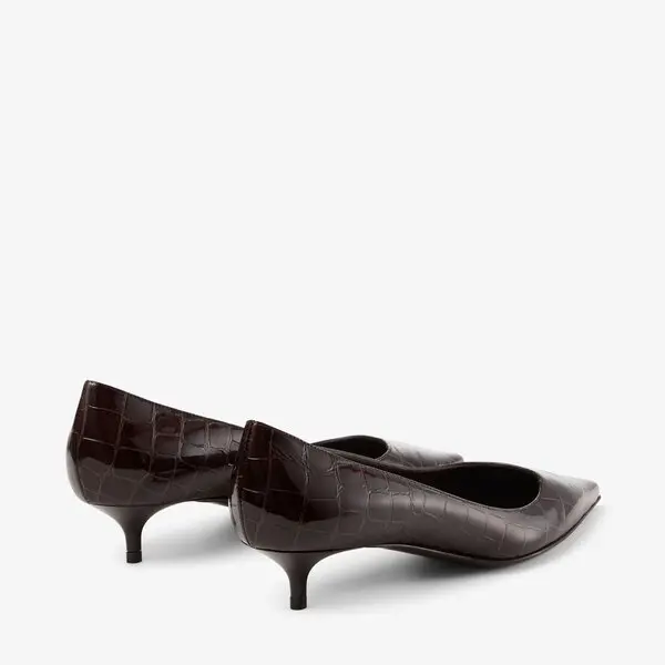 JIMMY CHOO Amelia Shiny Croc Embossed Leather Pumps - Sambuco