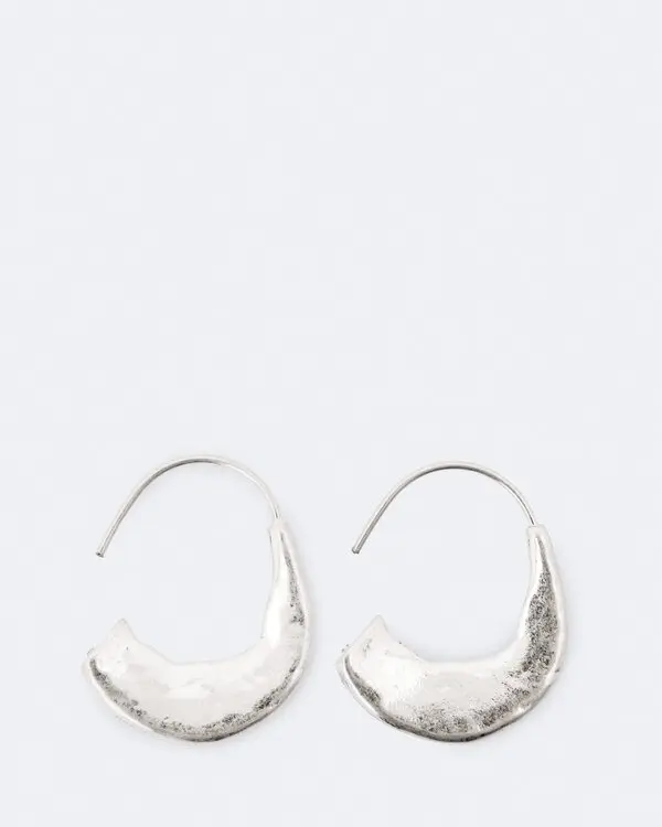 ALLSAINTS Talon Small Flat Hammered Earrings - Silver