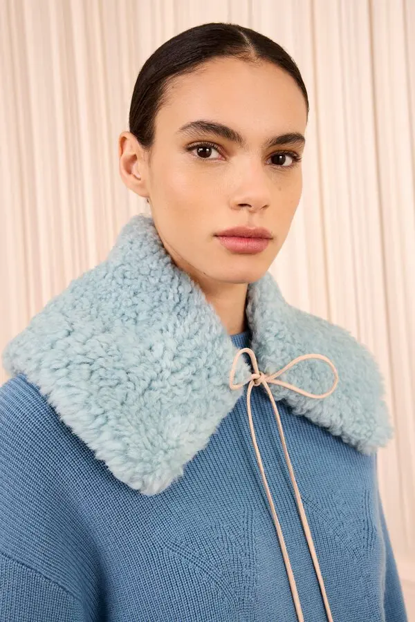 Ulla Johnson Shearling Collar - Turquoise