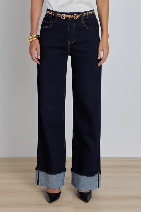 THE NOLI SHOP Claire Palazzo Cuff Jean - Indigo