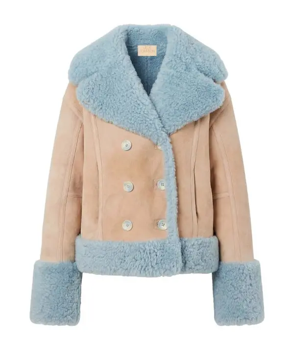 Ulla Johnson Nisha Reversible Shearling Coat - Turquoise