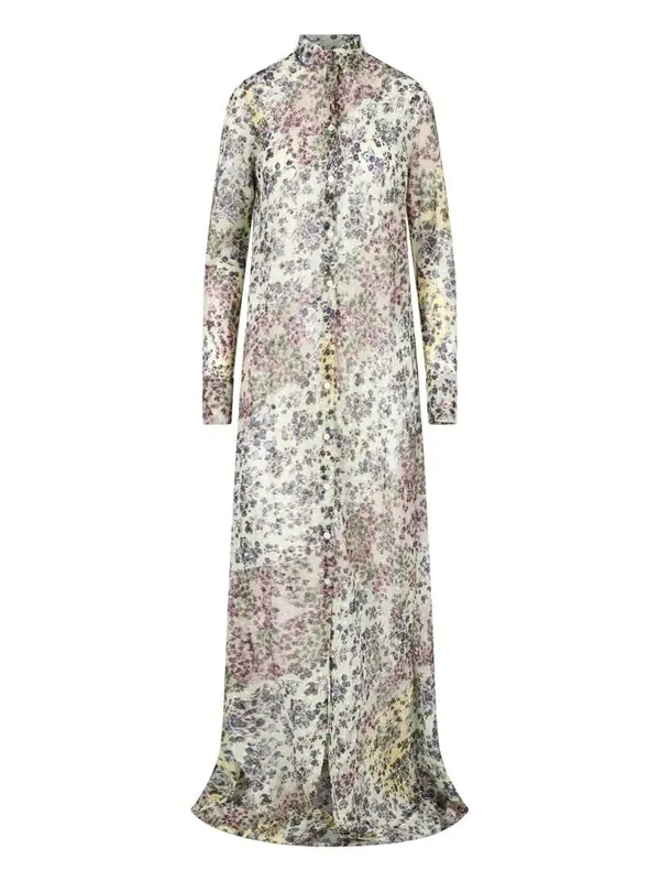 Dries Van Noten Long Jacquard Shirt Dress - Multi