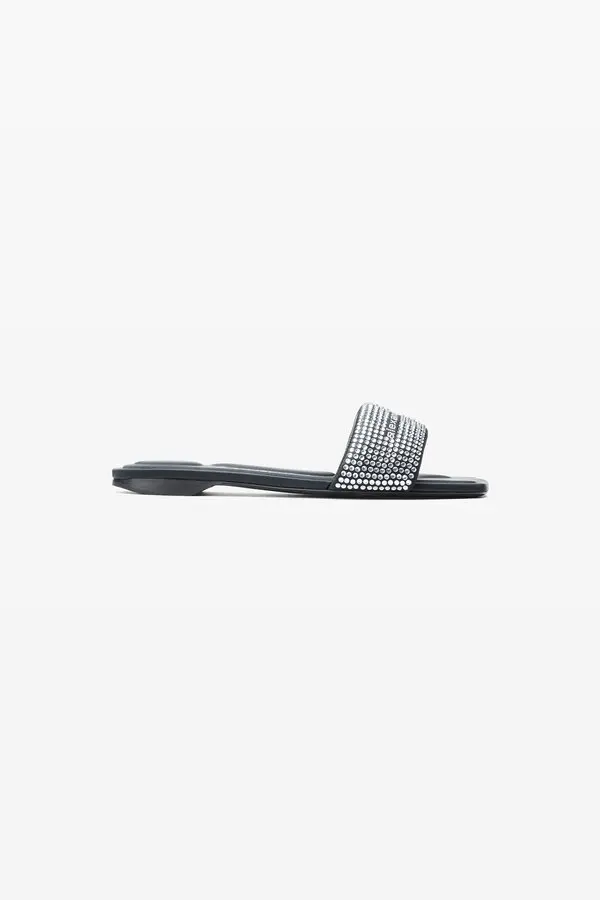 Alexander Wang Pink Satin & Crystal Hotfix Vy Sandals - Black/silver