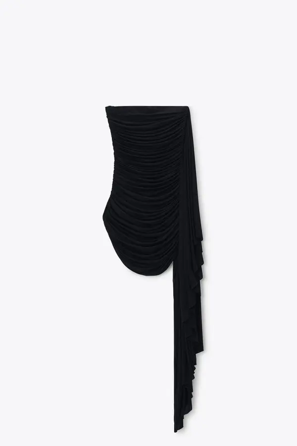 Alexander Wang Asymmetric Ruched Strapless Mini Dress - Black