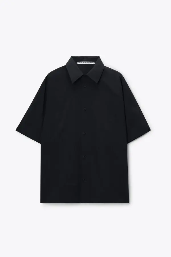 Alexander Wang Perforated Logo Short Sleeve Shirt - Black