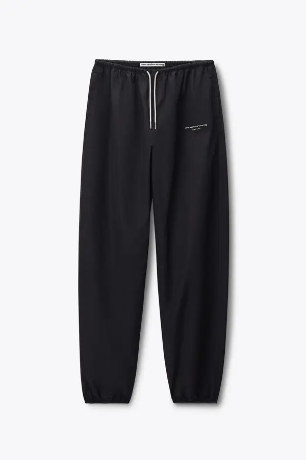 Alexander Wang Mid-rise Track Pant W/ Rhinestone Drawcord - Black