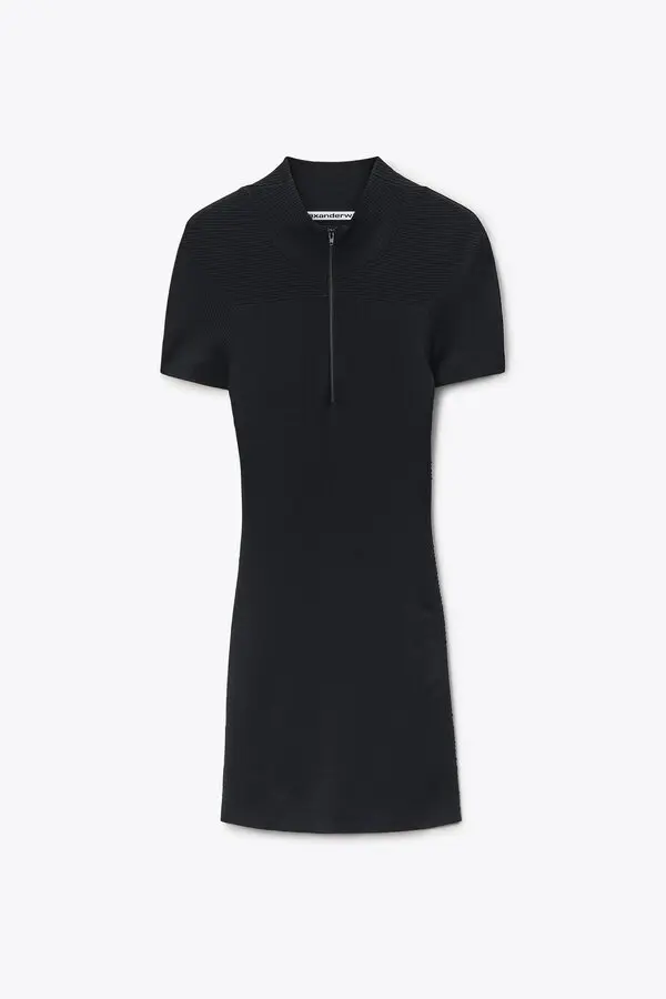 Alexander Wang Debossed Logo Mock Neck Dress - Black