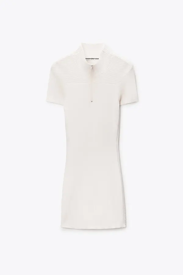 Alexander Wang Debossed Logo Mock Neck Dress - Optic White