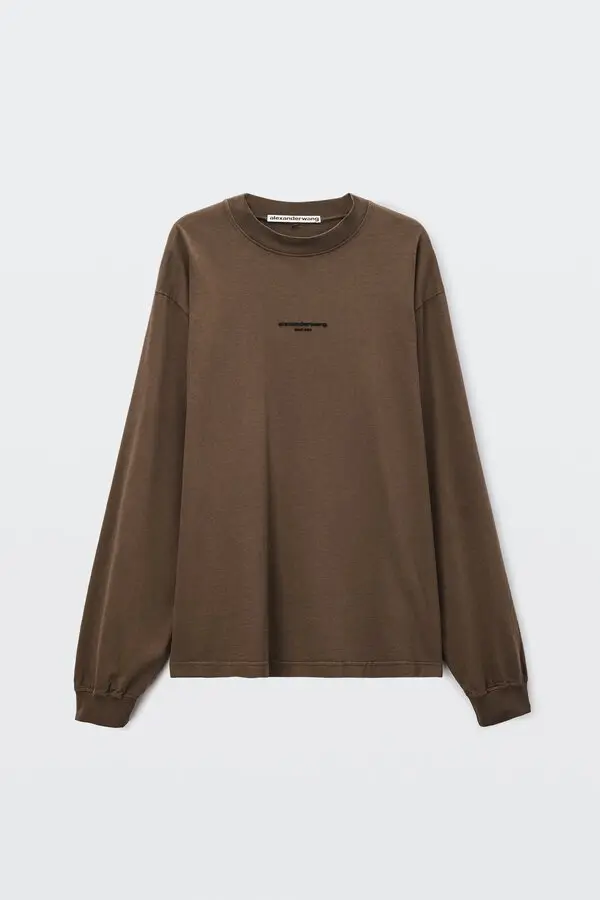 Alexander Wang Logo Print Long Sleeve Tee - Olive