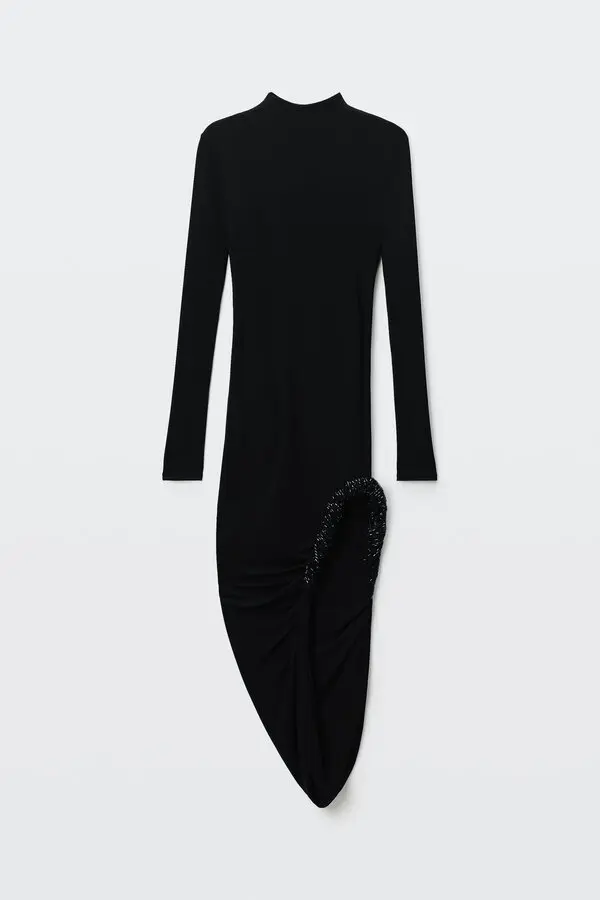 Alexander Wang Long Sleeve Dress W/ Twisted Drape Hem
