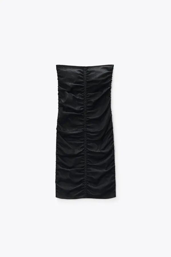 Alexander Wang Ruched Leather Strapless Mini Dress