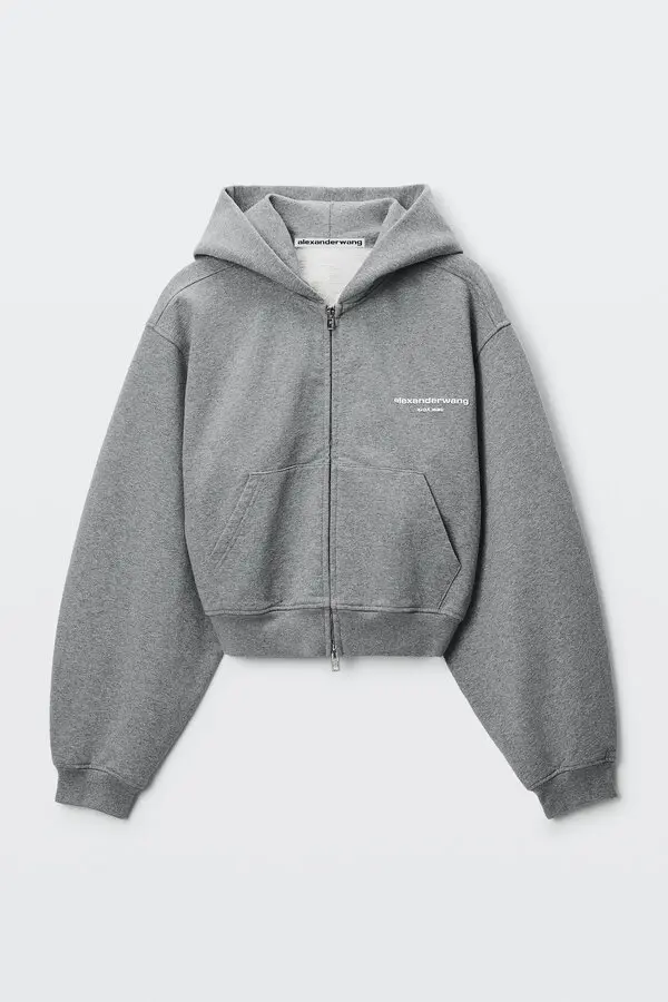 Alexander Wang Zip-up Hoodie W/ Logo Print - Sidewalk