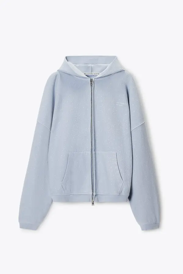 Alexander Wang Crystal Hotfix Oversized Zip-up Hoodie - Washed Sky