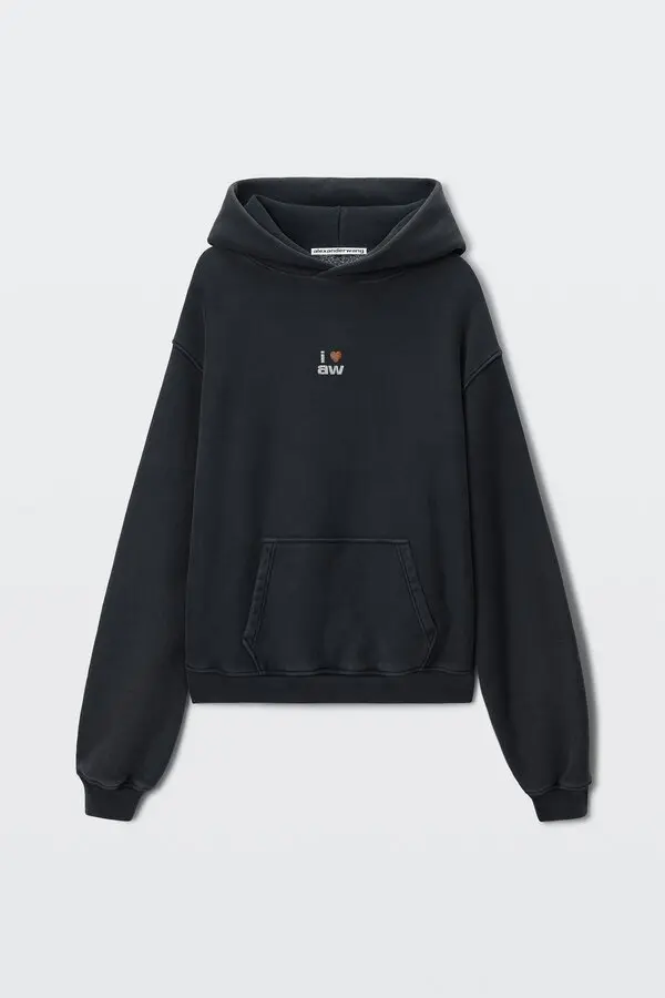 Alexander Wang Crystal Hotfix I Heart Aw Hoodie - Washed Black