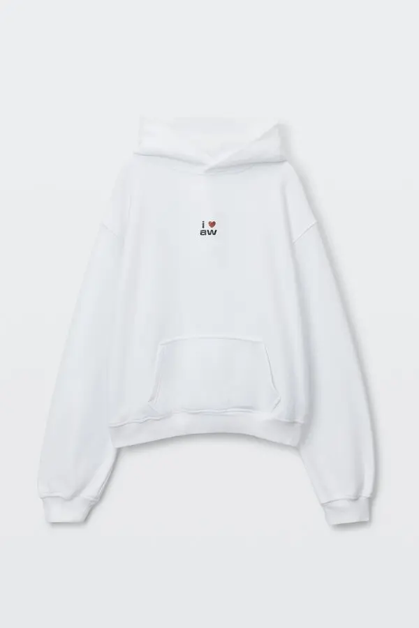 Alexander Wang Crystal Hotfix I Heart Aw Hoodie - White