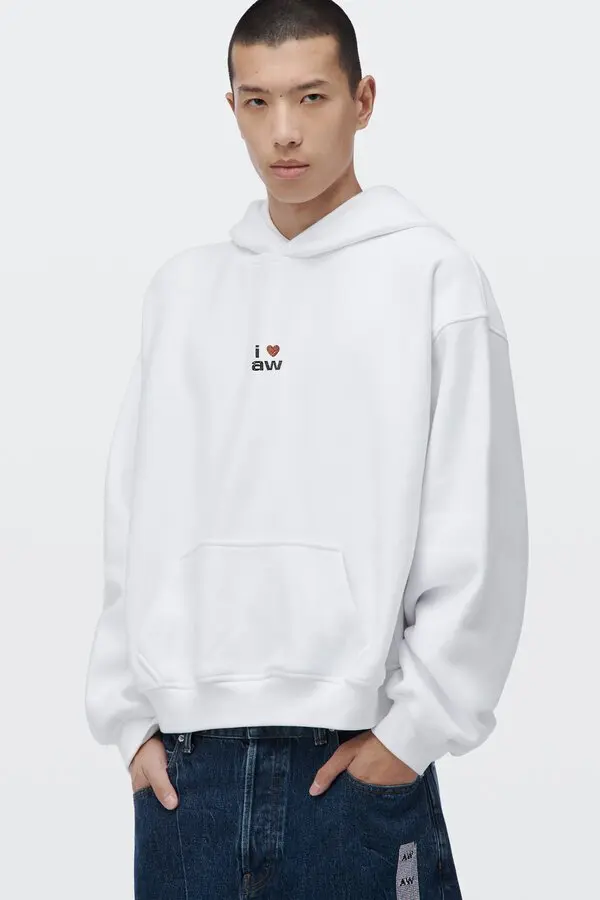 Alexander Wang Crystal Hotfix I Heart Aw Hoodie - White