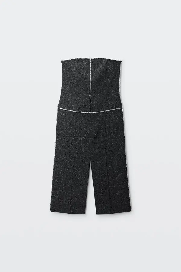 Alexander Wang Strapless Bustier Midi Dress W/ Embellished Chain