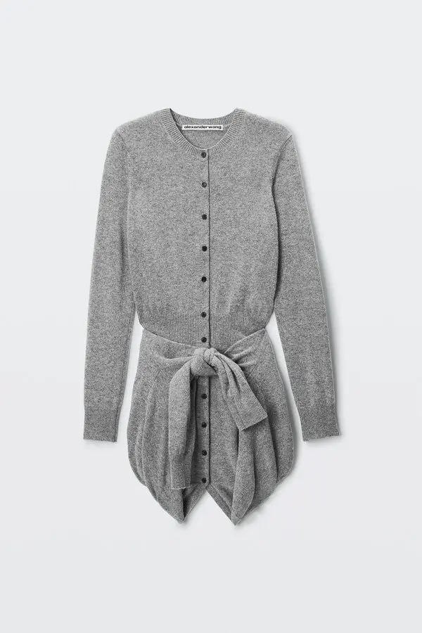 Alexander Wang Pre-styled Tied Sleeve Cardigan Dress - Heather Grey