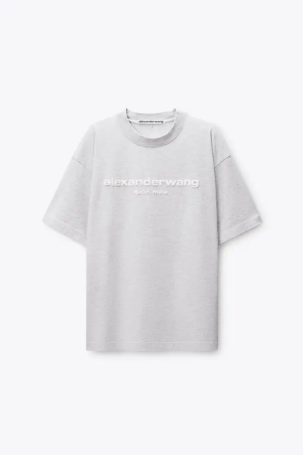 Alexander Wang Puff Logo Oversized Tee - Light Heather Grey
