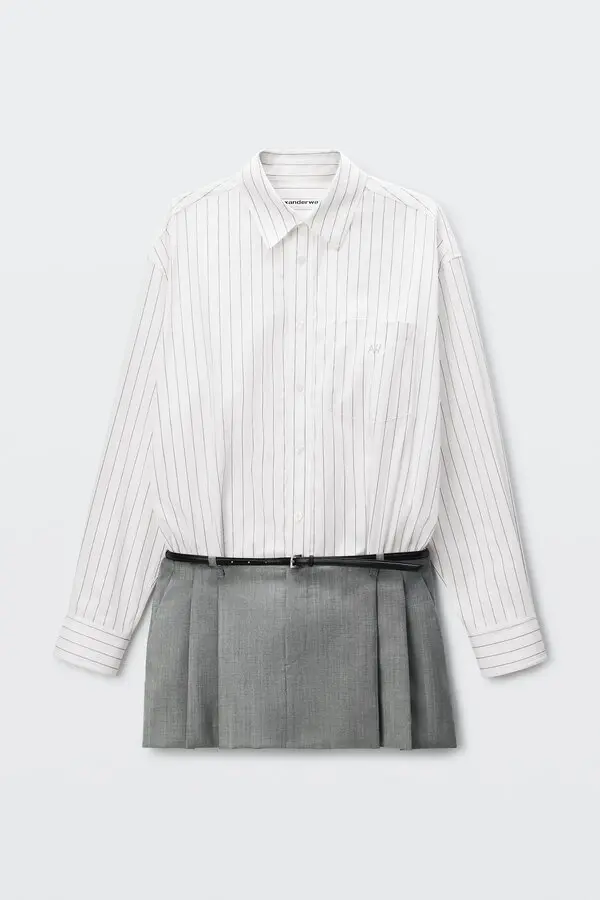 Alexander Wang Pre-styled Shirt Dressed With Tailored Skirt - Grey/white