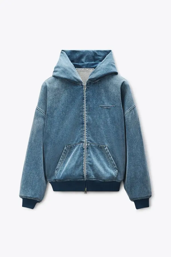 Alexander Wang Brushed Denim Oversized Hoodie
