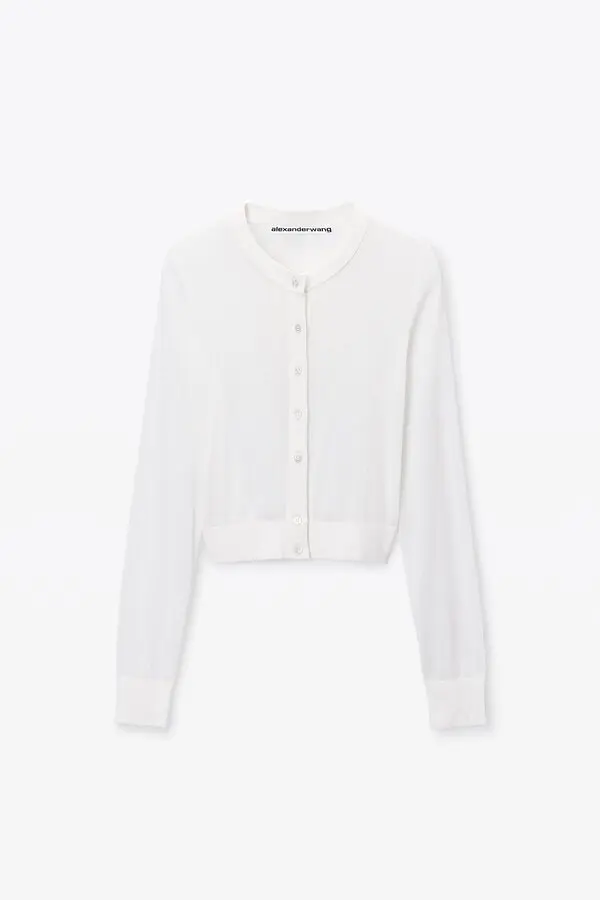 Alexander Wang Crystal Hotfix Cropped Cardigan - Soft White