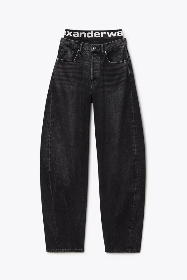 Alexander Wang Blow-up Jeans With Logo Bike Short Waistband - Grey Aged