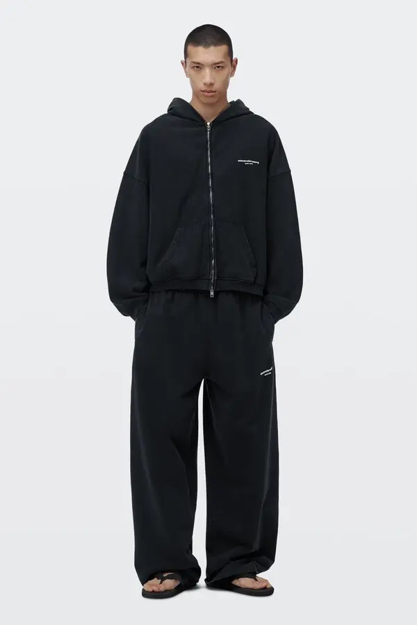 Alexander Wang Logo Print Mid-rise Oversized Sweatpant - Washed Black