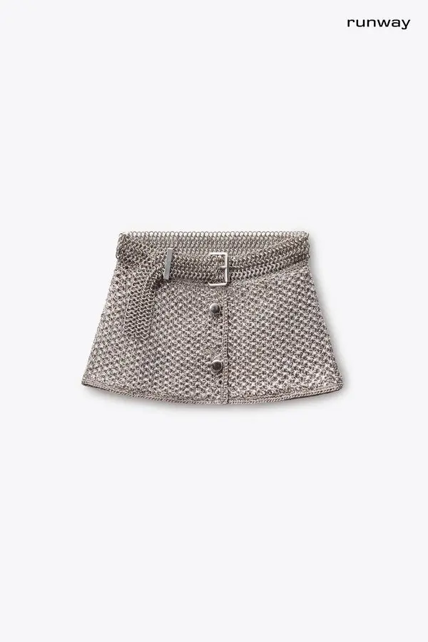Alexander Wang Crochet Tweed Mini Skirt - Silver