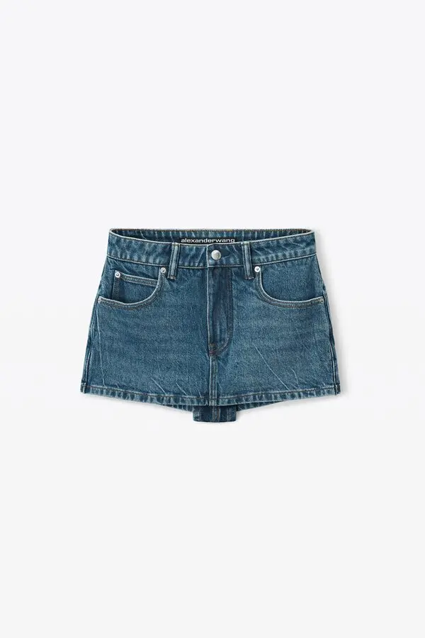 Alexander Wang Comfort Stretch Denim Midi Skort - Deep Blue