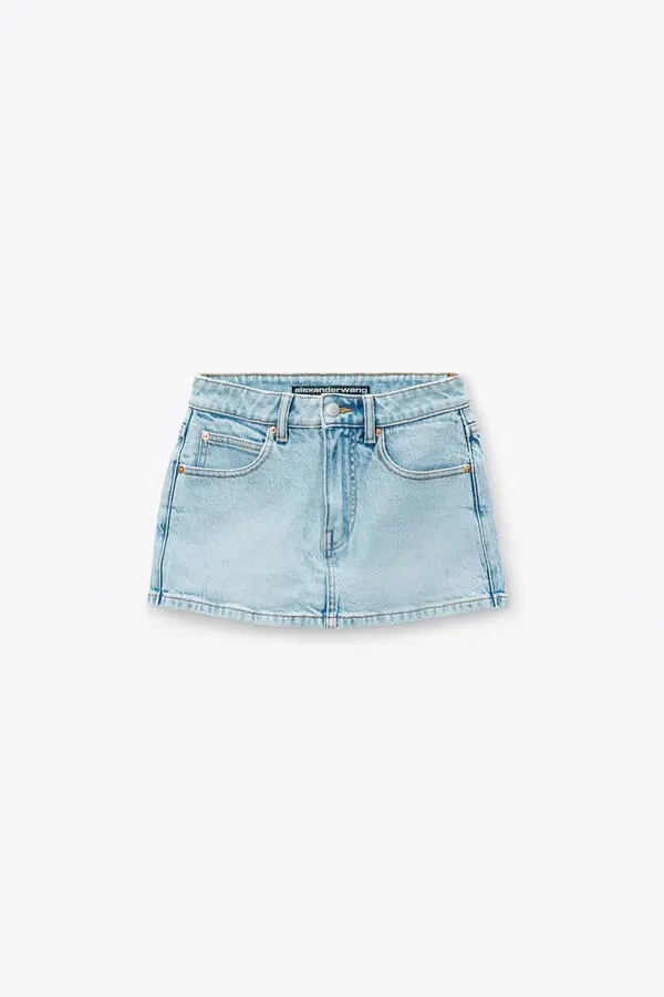 Alexander Wang Mid Rise Mini Skort In Comfort Stretch Denim
