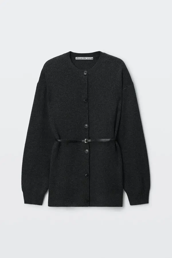 Alexander Wang Thermal Pressed Wool Belted Cardigan