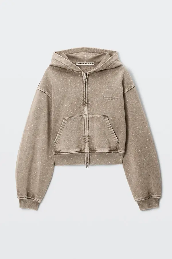 Alexander Wang Crystal Hotfix Zip-up Hoodie - Fallen Rock