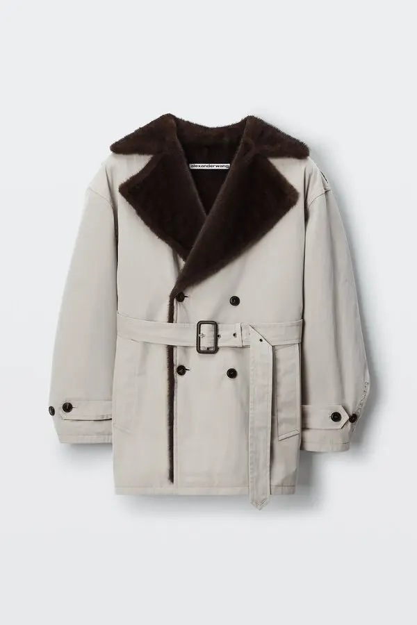 Alexander Wang Oversized Trench Coat W/ Faux Fur Lining