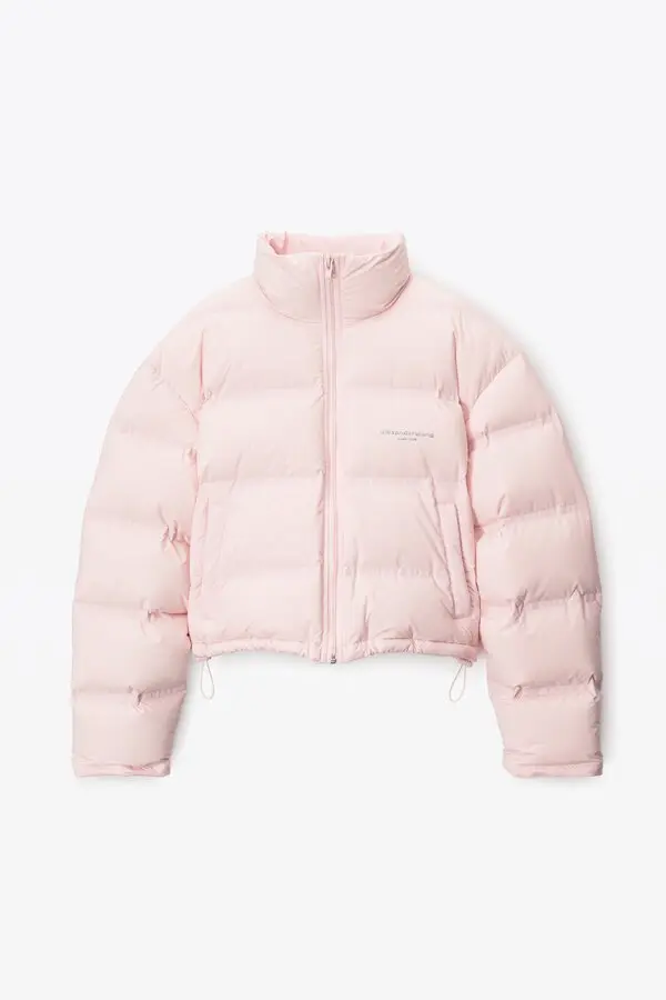 Alexander Wang Jacquard Channel Cropped Puffer W/ Reflective Logo - Light Pink
