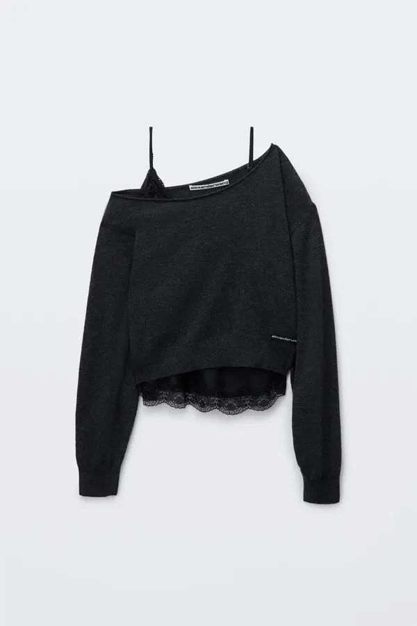 Alexander Wang Off Shoulder Ls Sweater W/ Cami