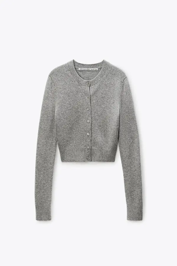 Alexander Wang Grey Wool-blend Hotfix Cardigan