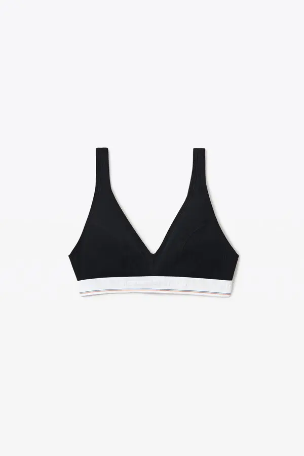 Alexander Wang V-neck Bralette In Ribbed Jersey - Black
