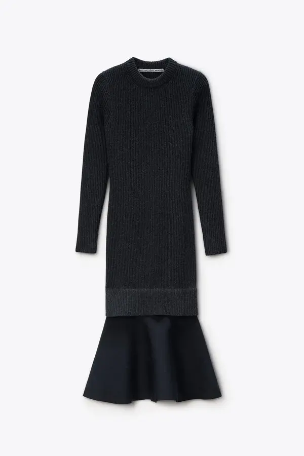 Alexander Wang Ribbed Long-sleeve Dress In Wool