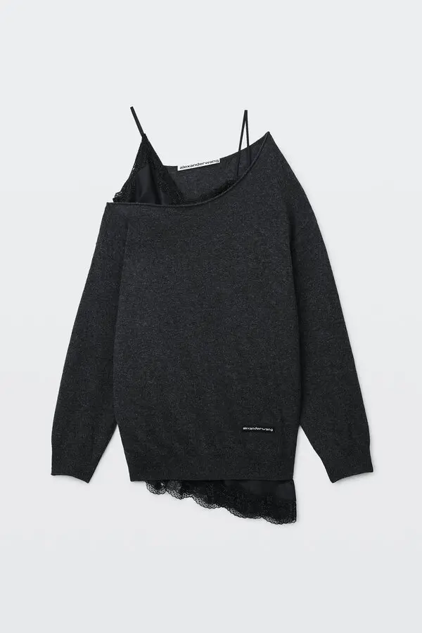 Alexander Wang Pre-styled Slip Dress W Cut Neckline Ls Sweater