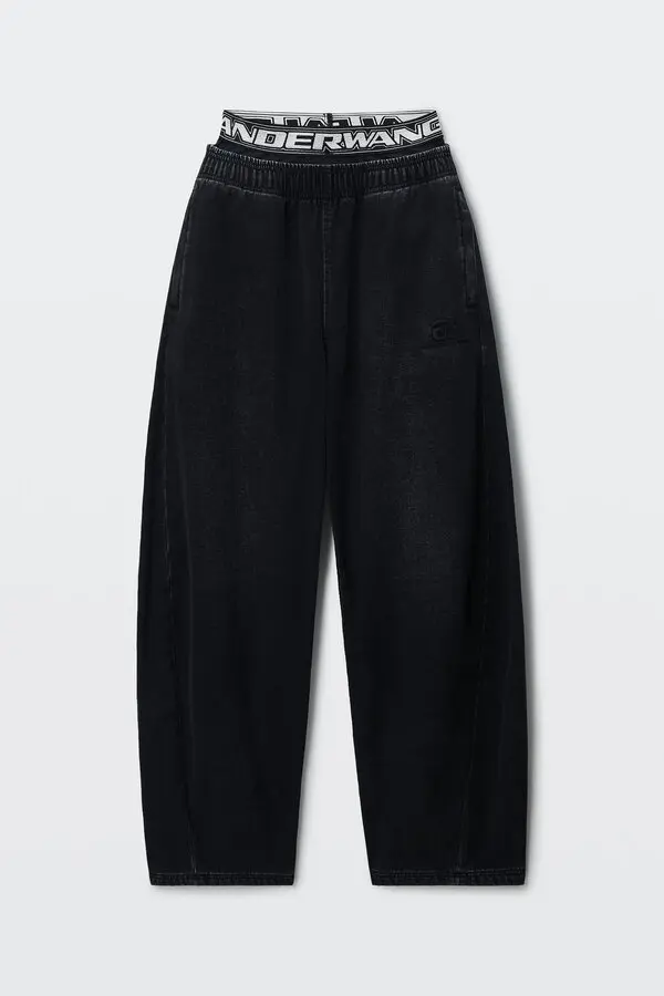 Alexander Wang Brushed Denim Logo Elastic Sweatpant - Washed Black