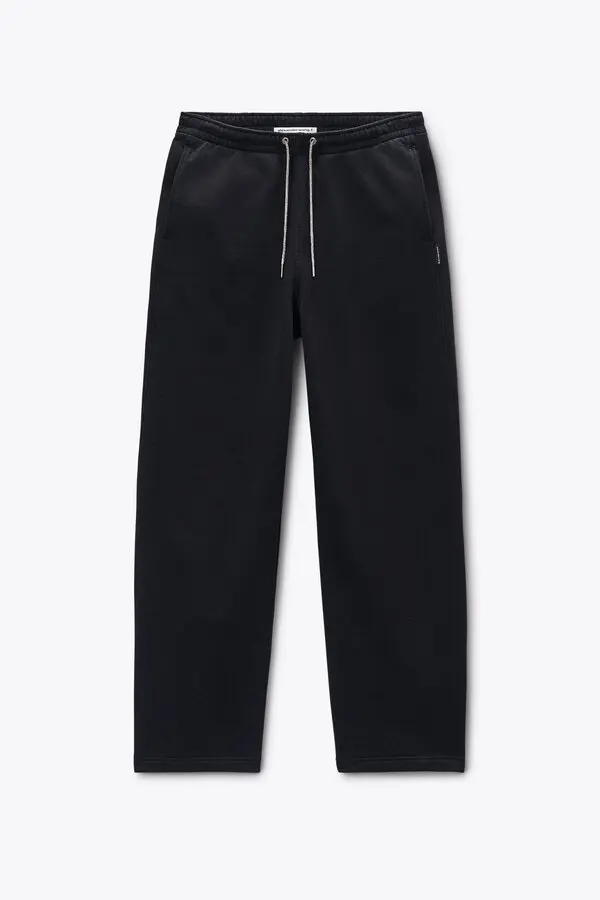 Alexander Wang Grey Cotton Terry Sweatpant With Crystal Hotfix Drawcord - Black