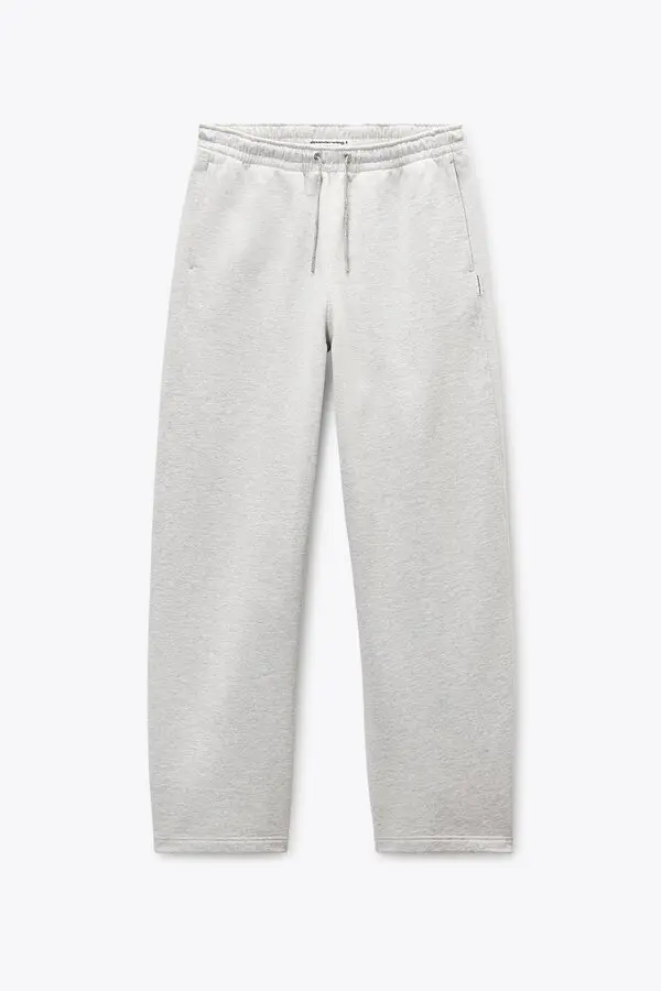 Alexander Wang Grey Cotton Terry Sweatpant With Crystal Hotfix Drawcord - Light Heather Grey