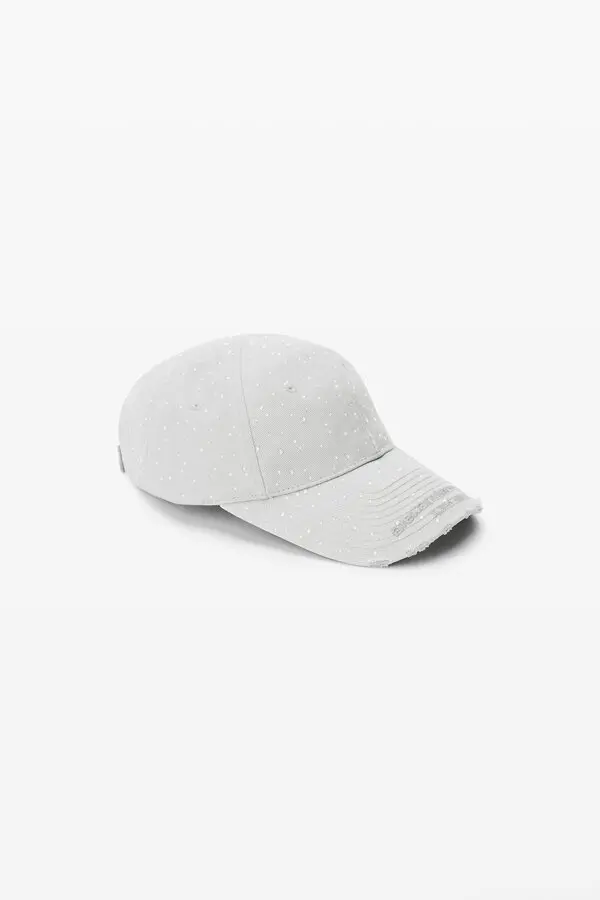 Alexander Wang Distressed Baseball Cap W/ Allover Hotfix - Light Pink